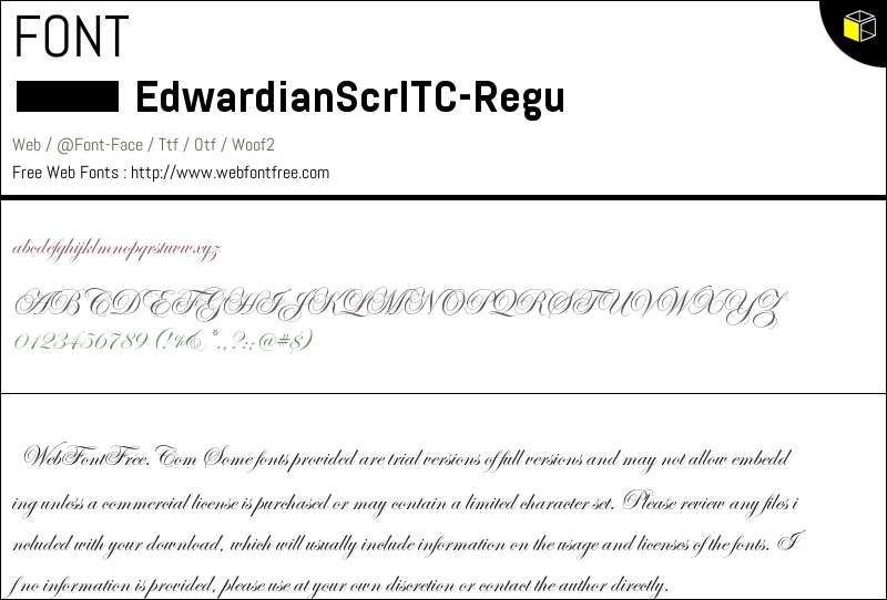 Edwardian Script ITC Regular Fonts Downloads - WebFontFree.Com