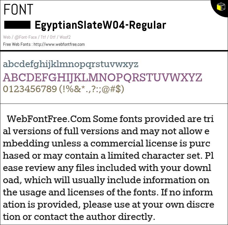 Egyptian Slate W04 Regular Fonts Downloads - WebFontFree.Com