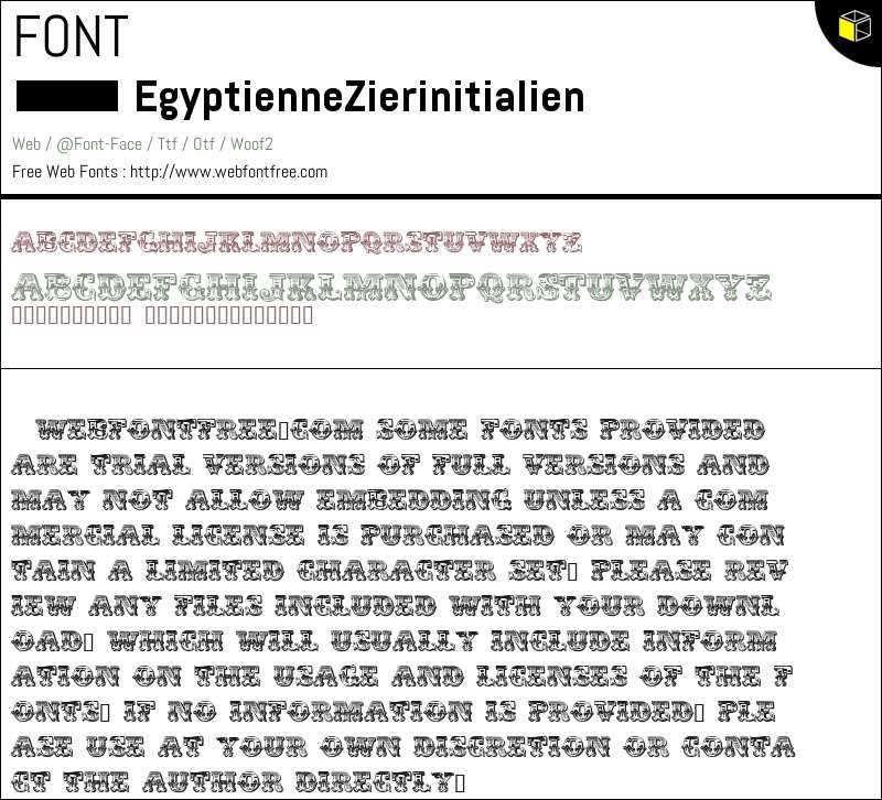 Egyptienne Zierinitialien Fonts Downloads - WebFontFree.Com