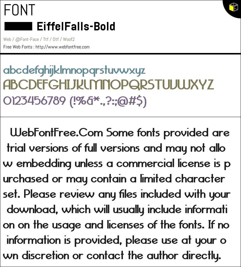 EiffelFalls-Bold Fonts Downloads - WebFontFree.Com