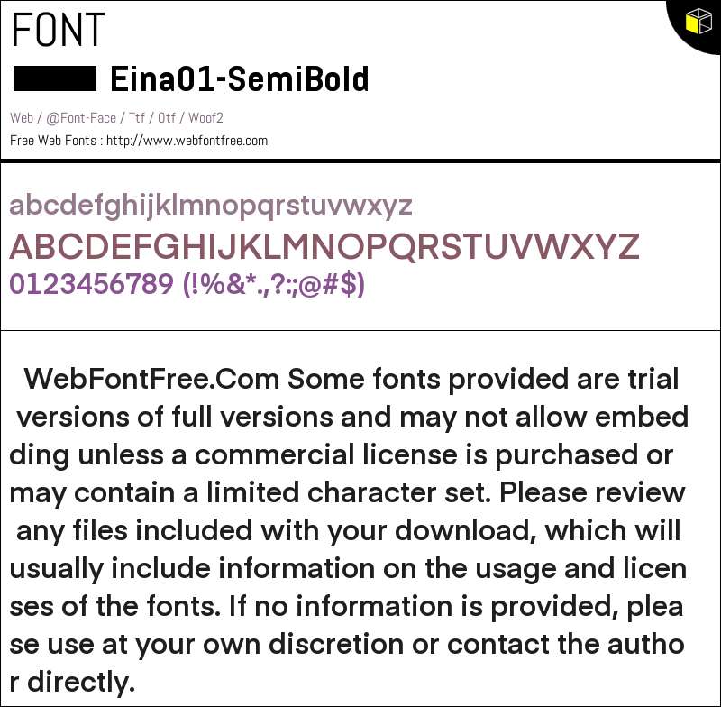 Eina01-SemiBold Fonts Downloads - WebFontFree.Com