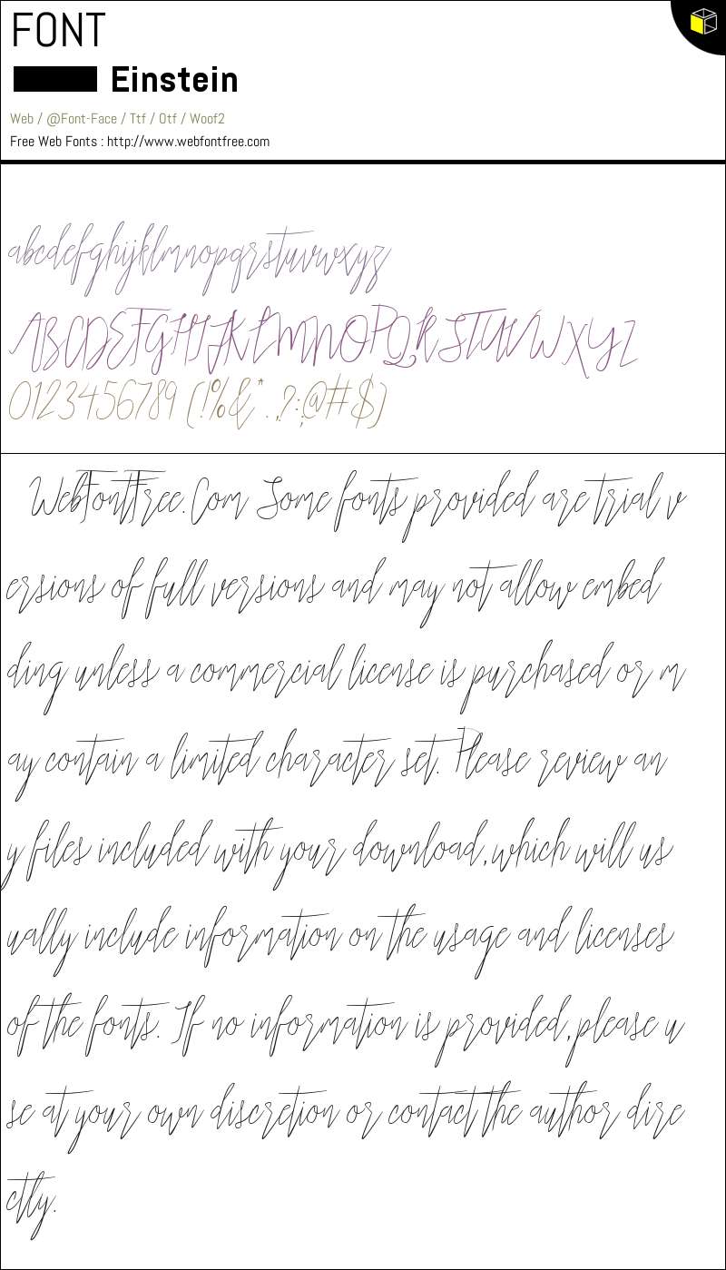 Einstein Fonts Downloads - WebFontFree.Com
