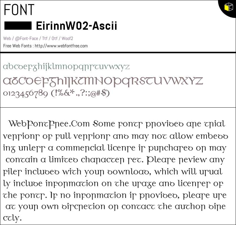 Eirinn W02 Ascii Fuentes Descargar - WebFontFree.Com