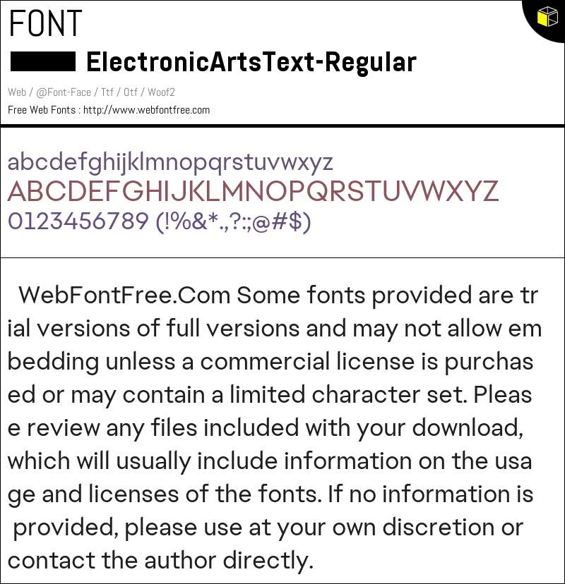 Electronic Arts Text Fonts Downloads - WebFontFree.Com