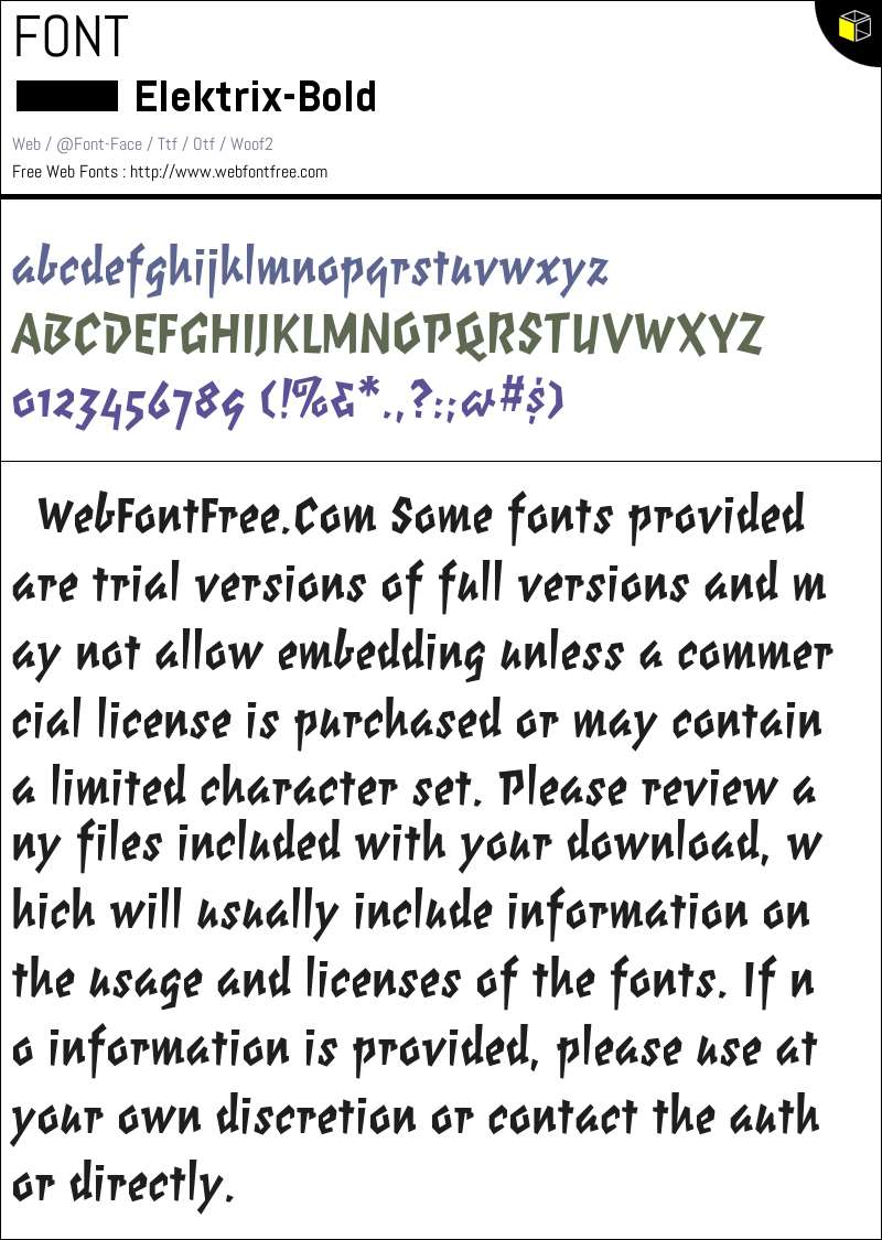 Elektrix-Bold Fonts Downloads - WebFontFree.Com
