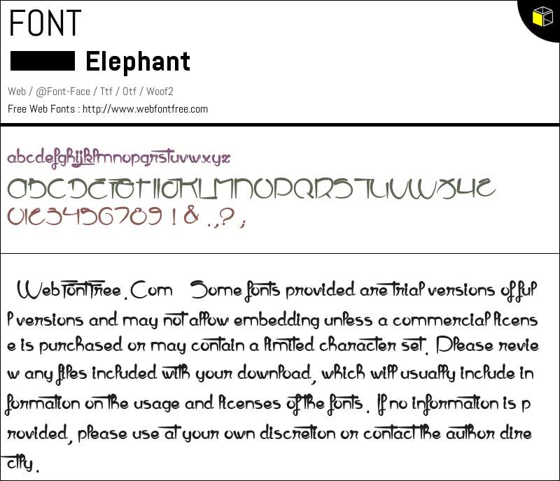 Elephant Fonts Downloads - WebFontFree.Com