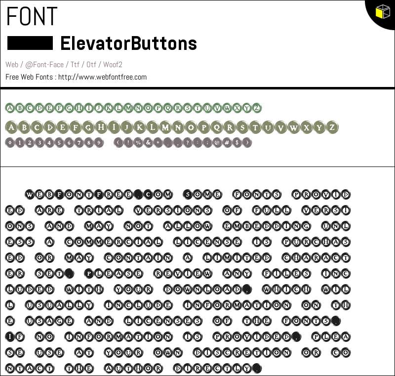 Elevator Buttons Fonts Downloads - WebFontFree.Com