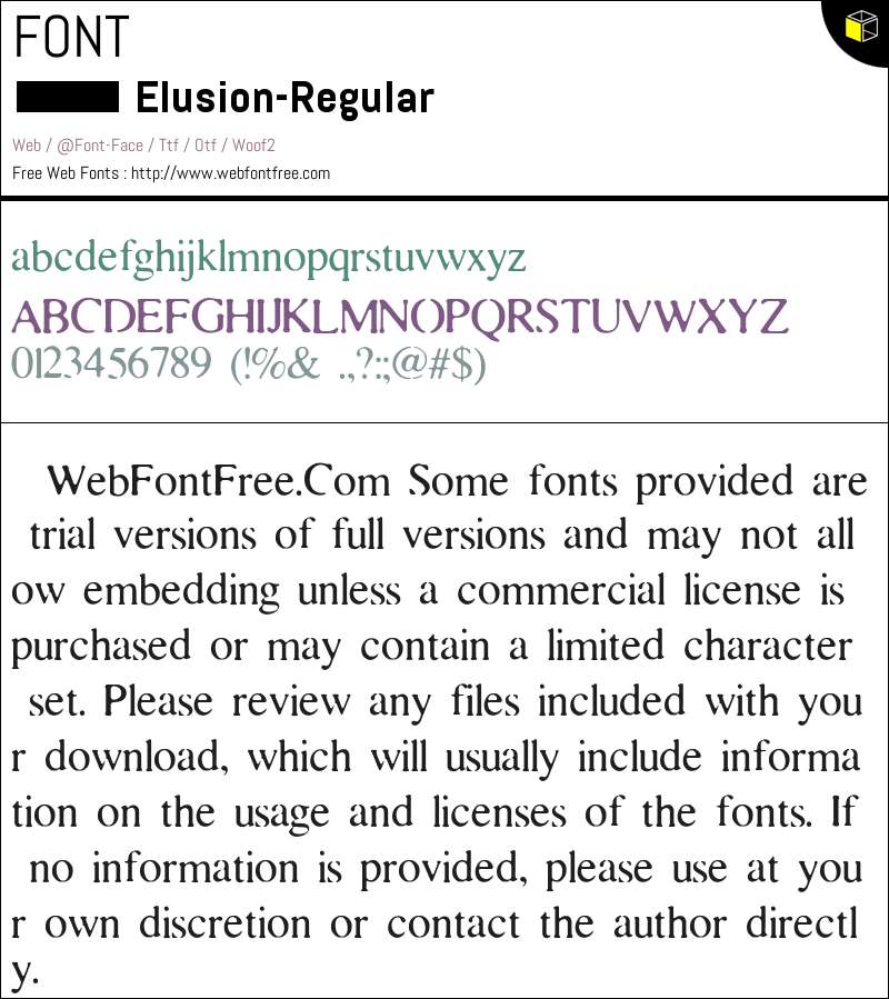 Elusion Regular Fonts Downloads - WebFontFree.Com