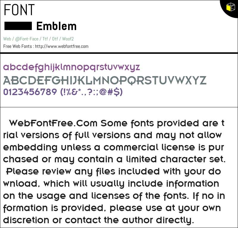 Emblem Regular Fonts Downloads - WebFontFree.Com