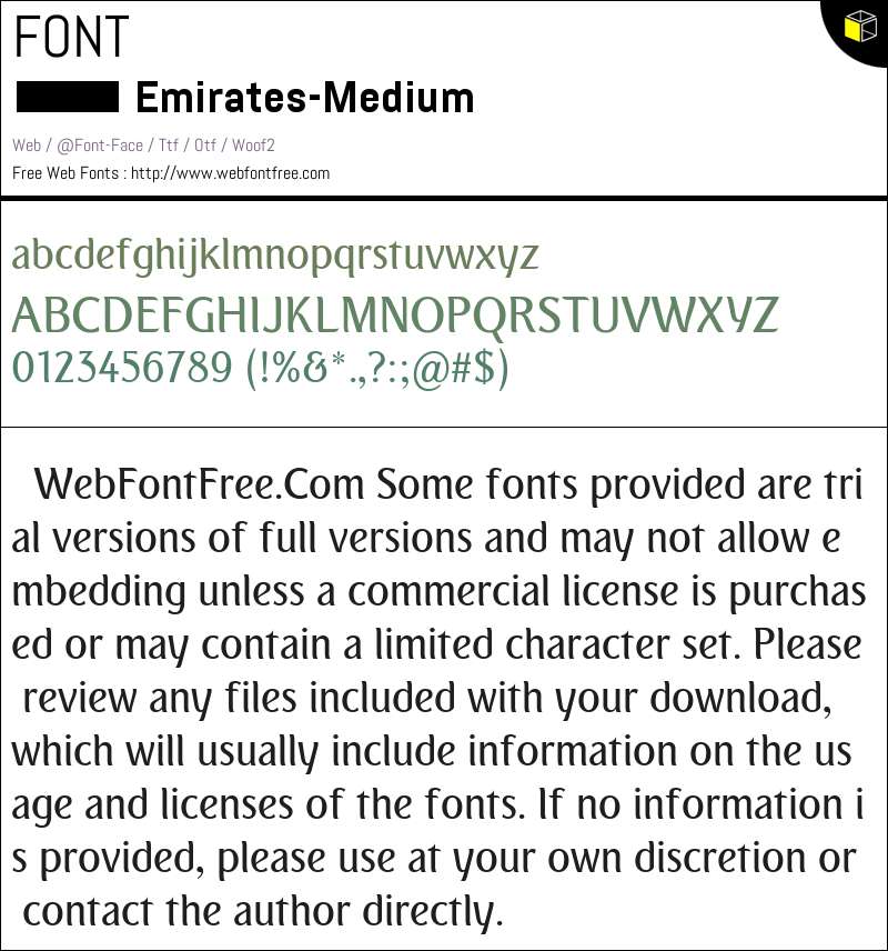 Emirates Medium Fonts Downloads - WebFontFree.Com