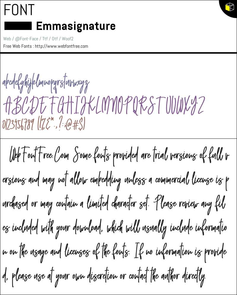 Emma signature Fonts Downloads - WebFontFree.Com