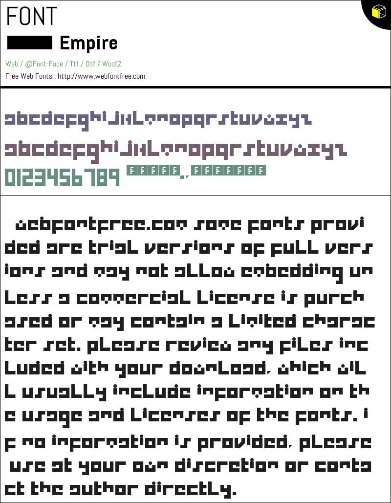 Empire Regular Fonts Downloads - WebFontFree.Com