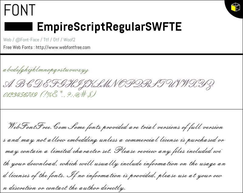 Empire Script 字体 下载 - WebFontFree.Com