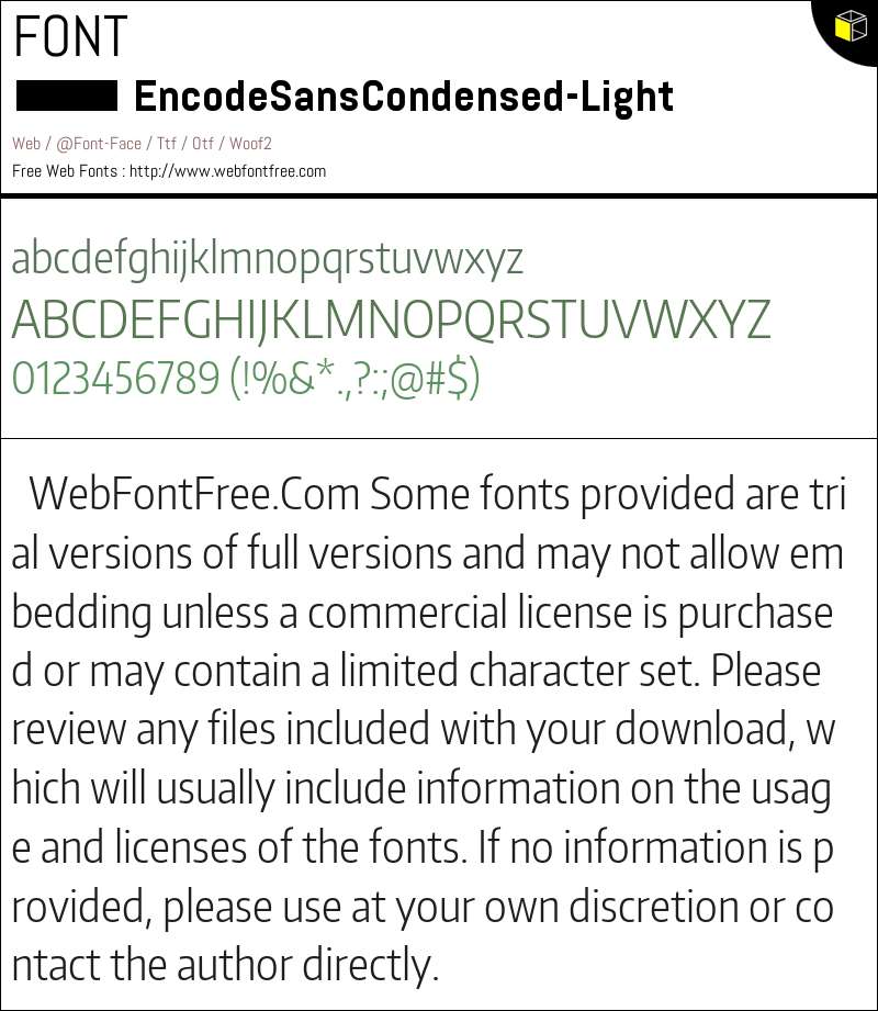 Encode Sans Condensed Light Fonts Downloads - WebFontFree.Com