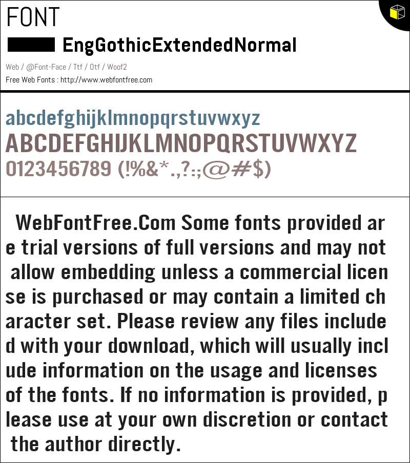 Eng Gothic Extended Normal Fonts Downloads - WebFontFree.Com