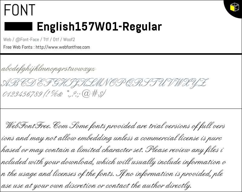 English 157 W01 Regular Fonts Downloads - WebFontFree.Com