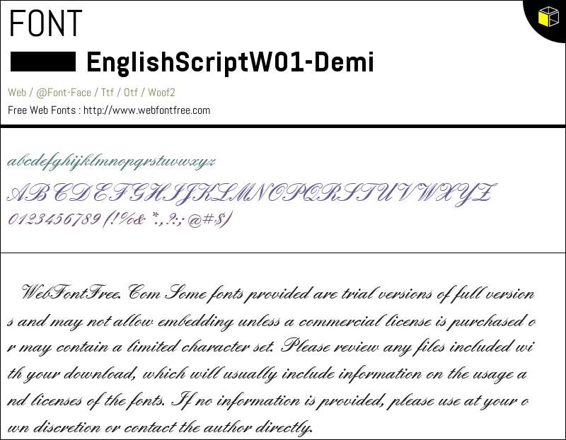 English Script W01 Demi Fonts Downloads - WebFontFree.Com