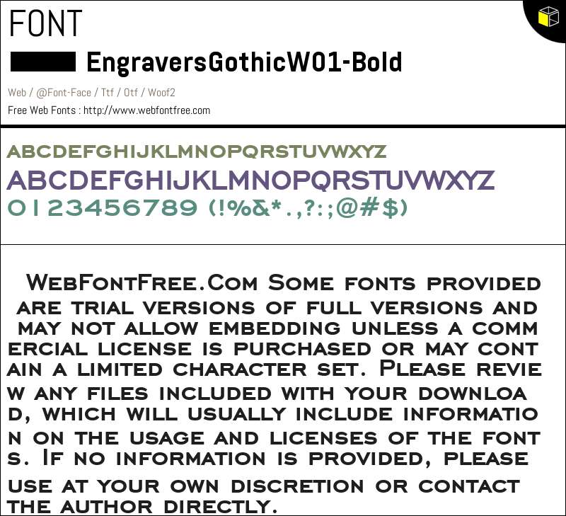 Engravers Gothic W01 Bold Fonts Downloads - WebFontFree.Com