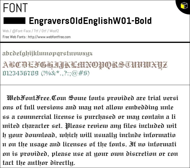 Engravers Old English W01 Bold Fonts Downloads - WebFontFree.Com