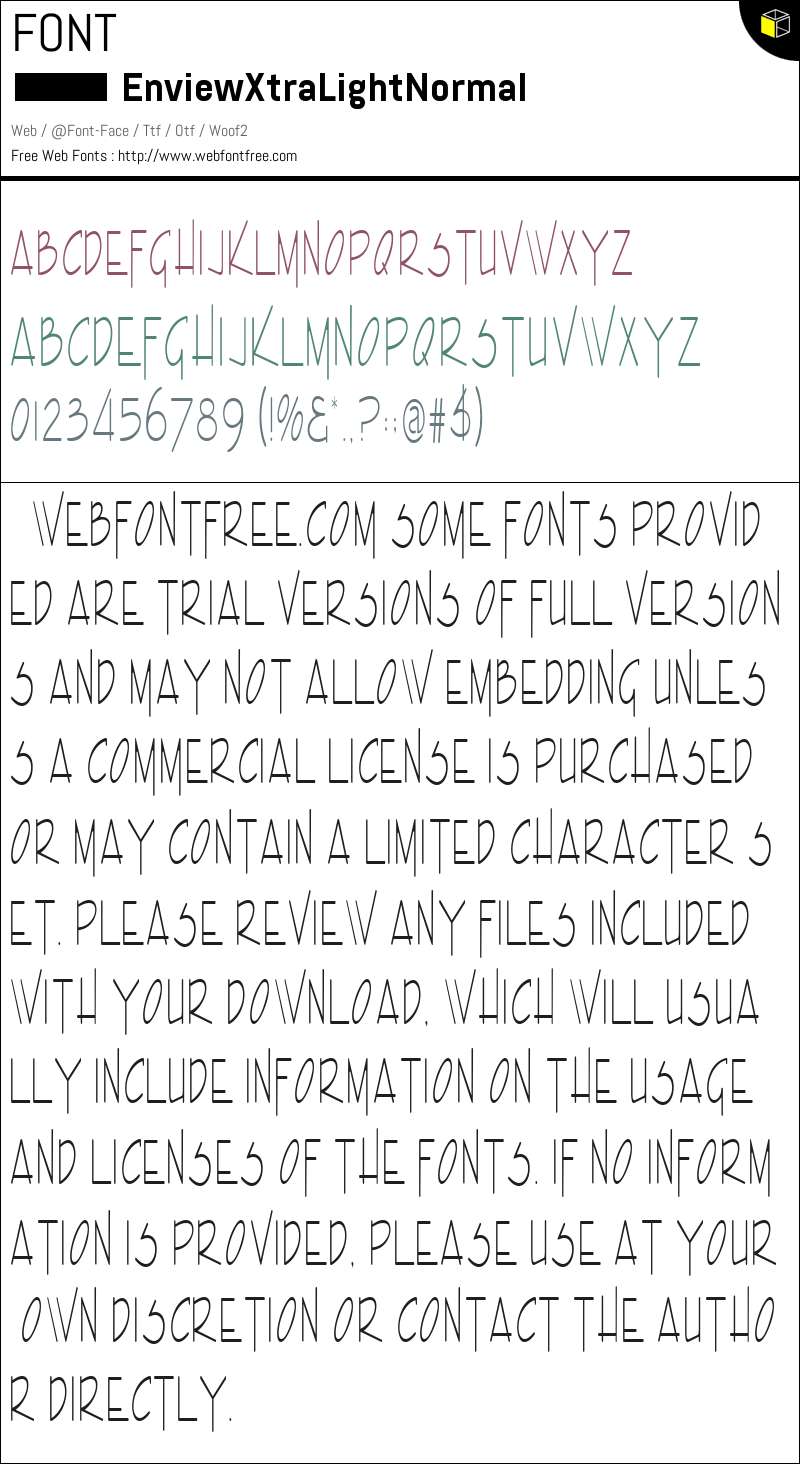 Enview Xtra Light Normal Fonts Downloads - WebFontFree.Com