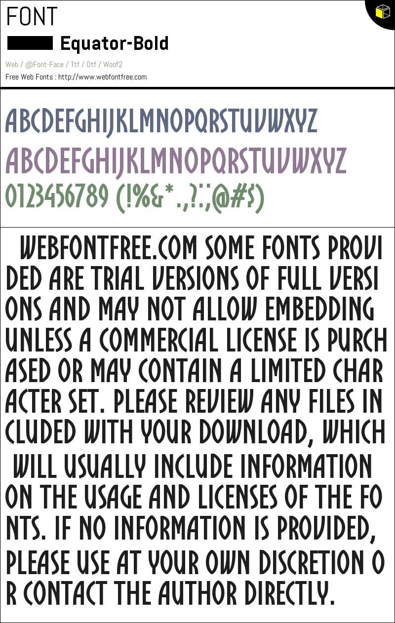 Equator-Bold Fonts Downloads - WebFontFree.Com