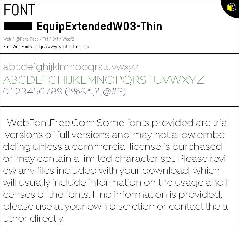 EquipExtended W03 Thin Fonts Downloads - WebFontFree.Com