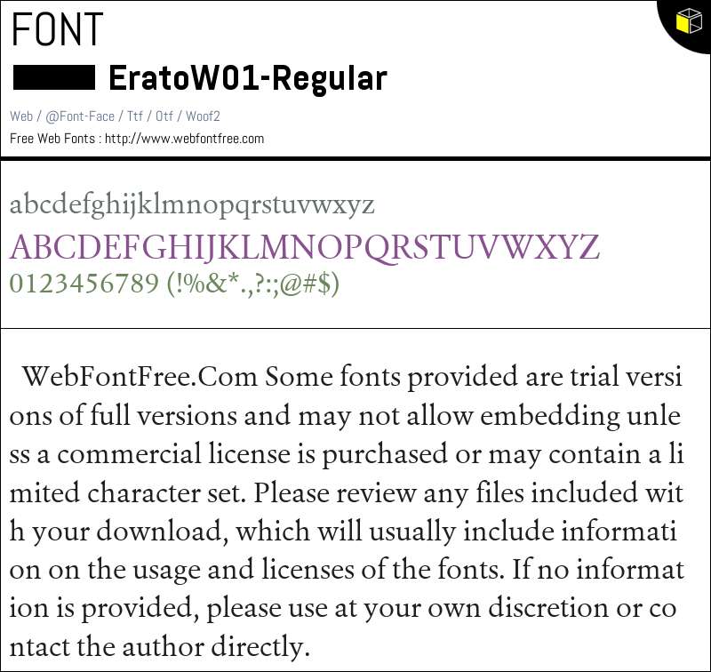 Erato W01 Regular Fonts Downloads - WebFontFree.Com