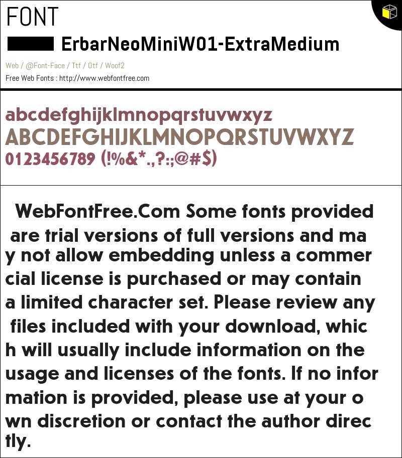 Erbar Neo Mini W01 Extra Medium Fonts Downloads - WebFontFree.Com