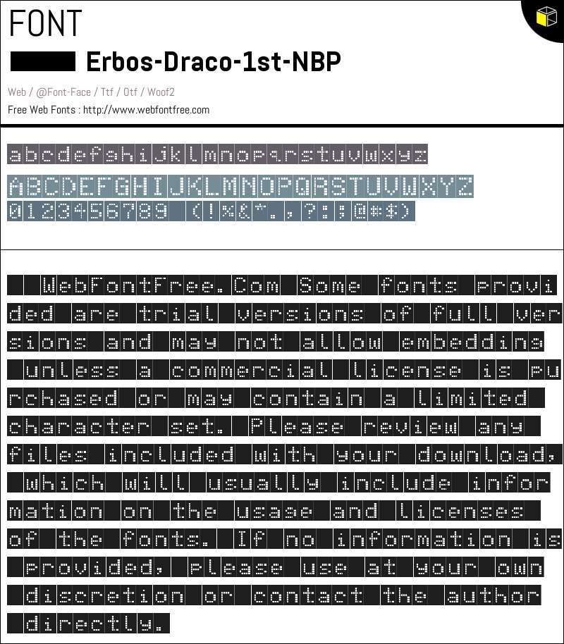 Erbos Draco 1st NBP Regular Fonts Downloads - WebFontFree.Com