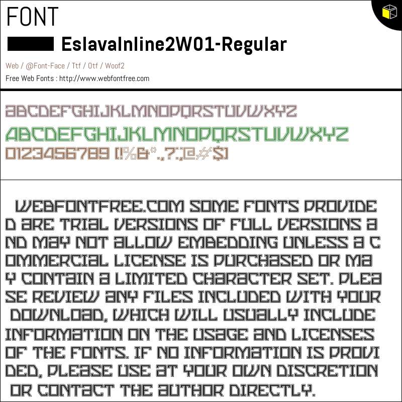 Eslava Inline 2 W01 Regular Fonts Downloads - WebFontFree.Com