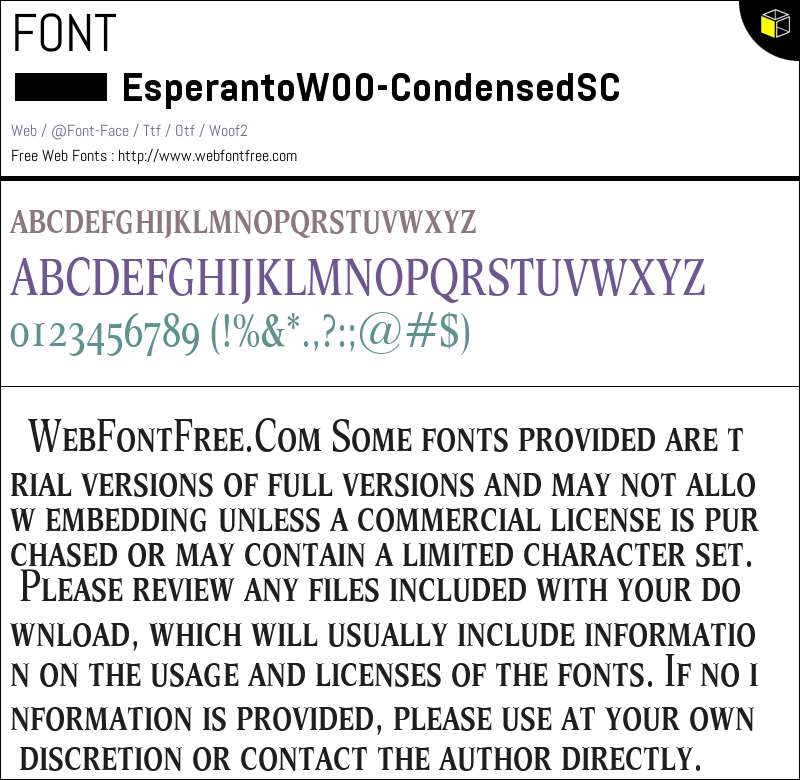 Esperanto W00 Condensed SC Fonts Downloads - WebFontFree.Com