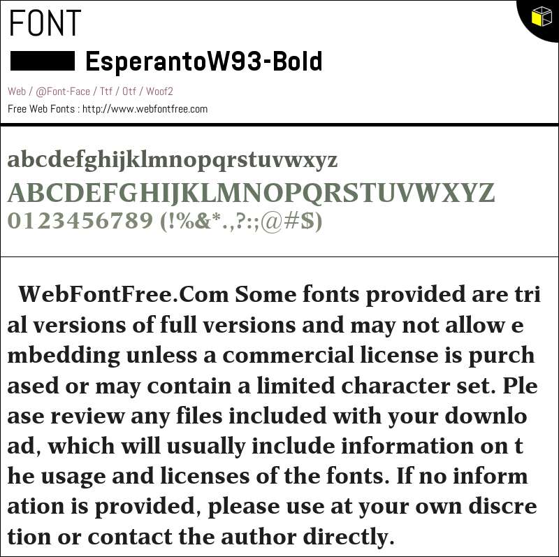 Esperanto W93 Bold Fonts Downloads - WebFontFree.Com