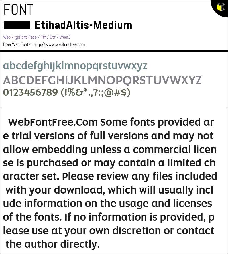 Etihad Altis Medium Regular Fonts Downloads - WebFontFree.Com