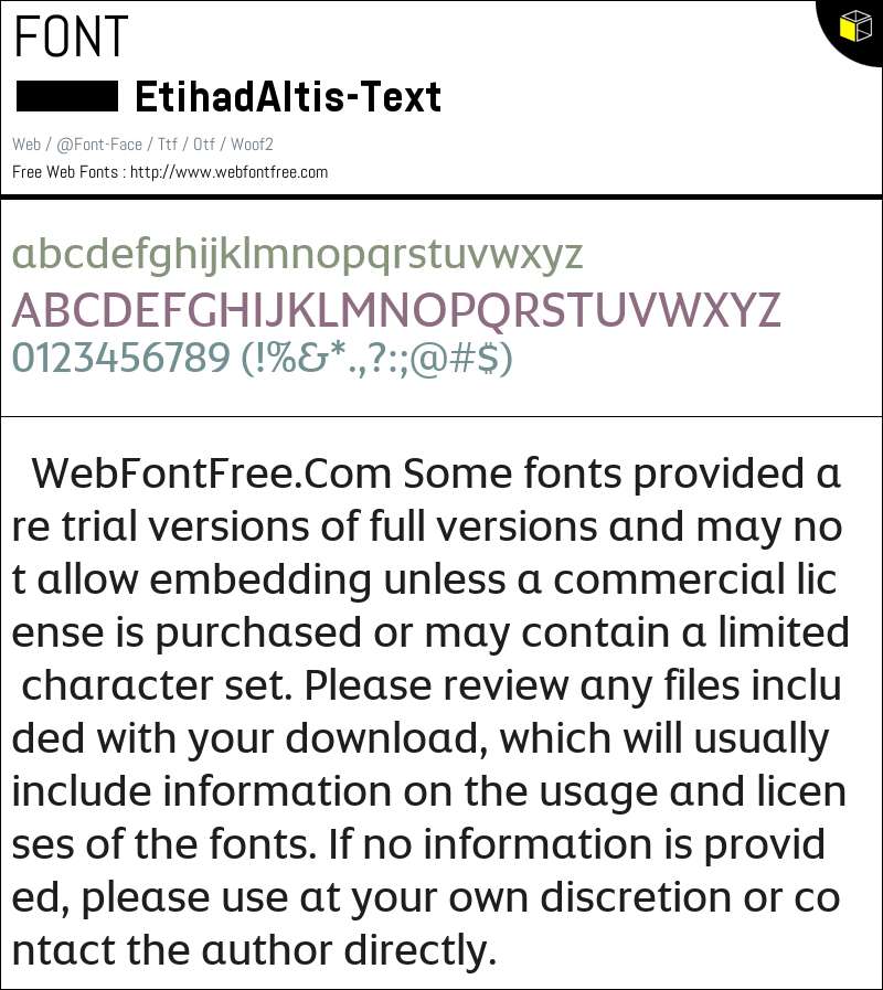 Etihad Altis Text Regular Fonts Downloads - WebFontFree.Com
