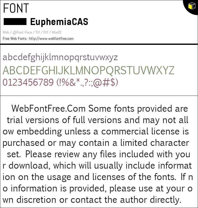 Euphemia Fonts Downloads - WebFontFree.Com