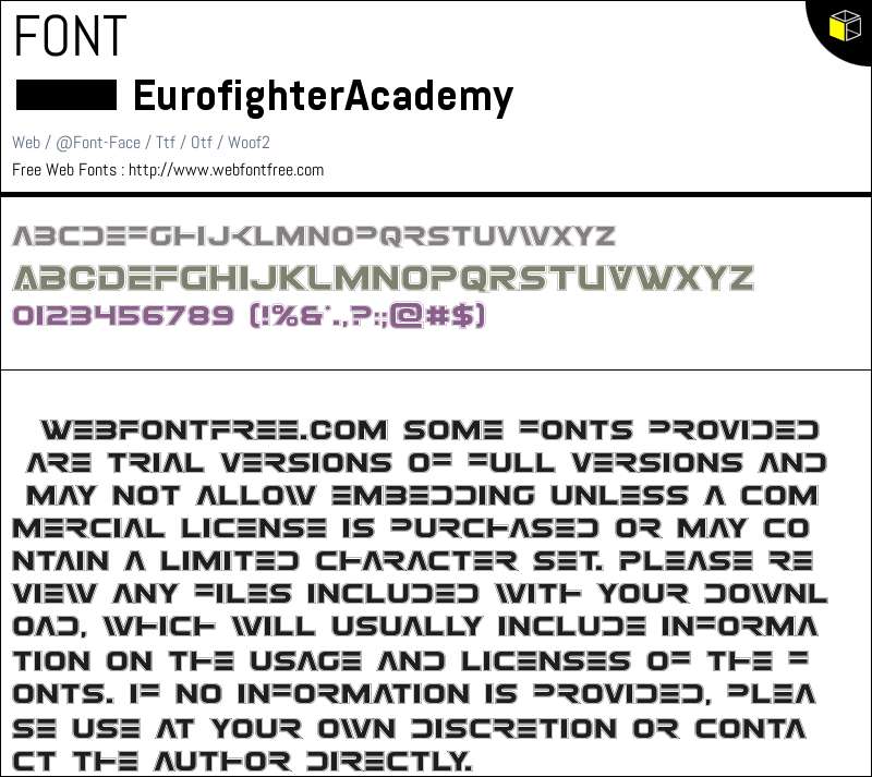 Eurofighter Academy Fonts Downloads - WebFontFree.Com
