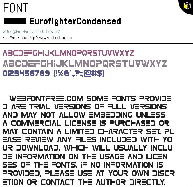 Eurofighter Condensed Fonts Downloads - WebFontFree.Com