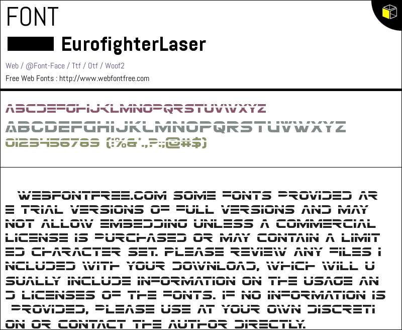 Eurofighter Laser Fonts Downloads - WebFontFree.Com