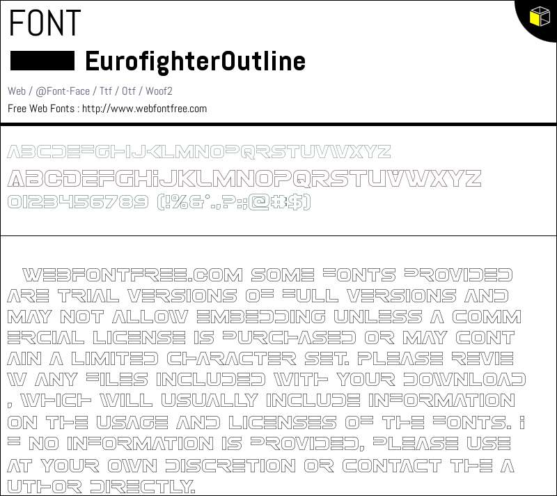 Eurofighter Outline Fonts Downloads - WebFontFree.Com