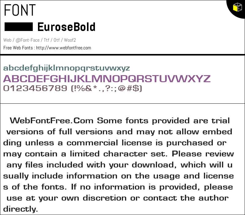 Eurose Bold Fonts Downloads - WebFontFree.Com