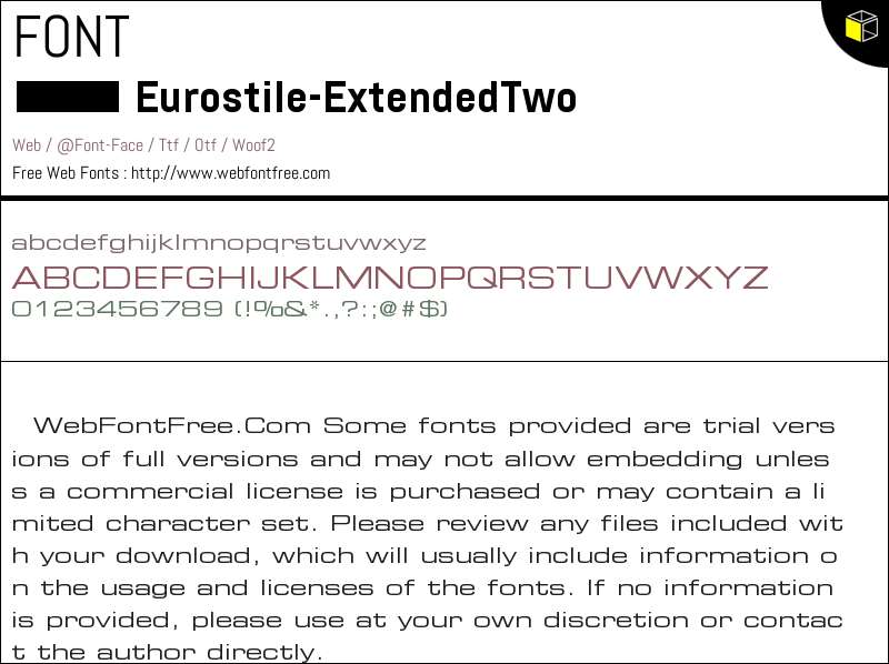 Eurostile-ExtendedTwo Fonts Downloads - WebFontFree.Com