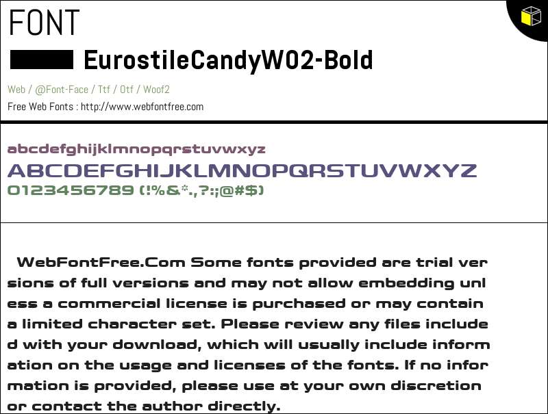 Eurostile Candy W02 Bold Fonts Downloads - WebFontFree.Com
