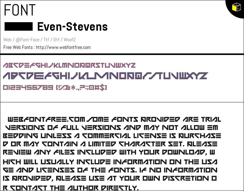 Even Stevens Regular Fonts Downloads - WebFontFree.Com