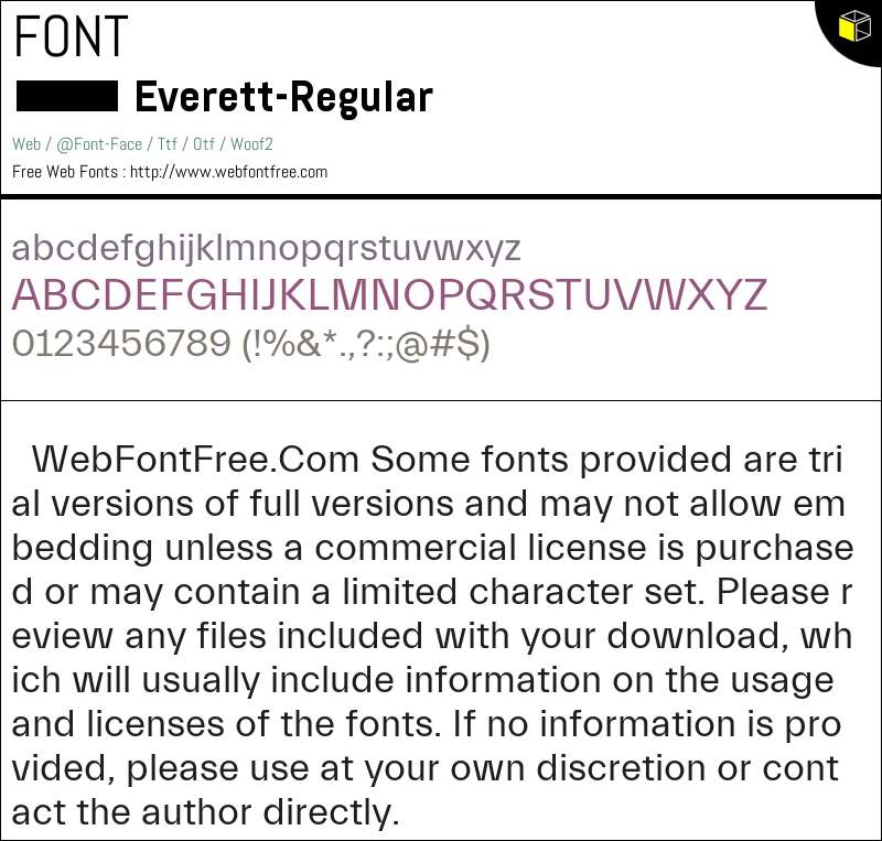 Everett Regular Fonts Downloads - WebFontFree.Com