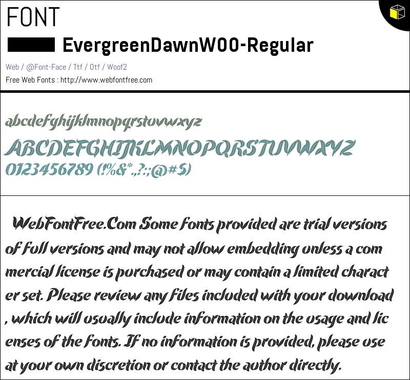 Evergreen Dawn W00 Regular Fonts Downloads - WebFontFree.Com