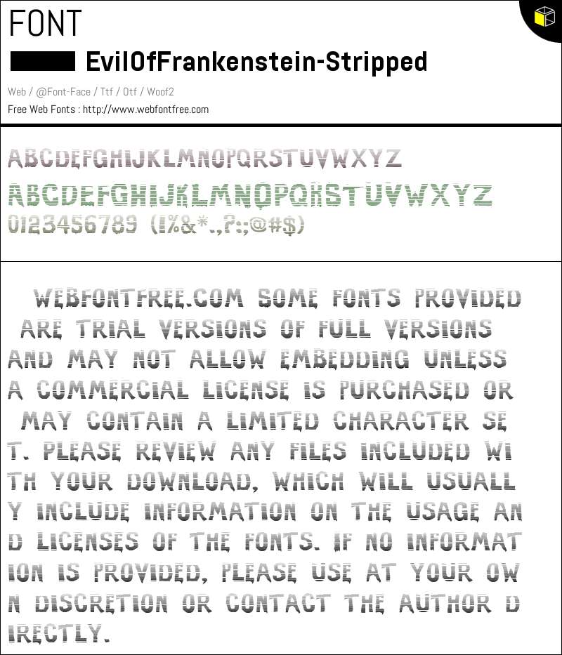 Evil Of Frankenstein Stripped Fonts Downloads - WebFontFree.Com