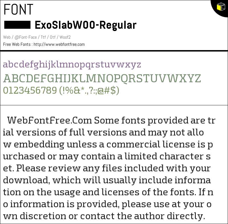 Exo Slab W00 Regular Fonts Downloads - WebFontFree.Com