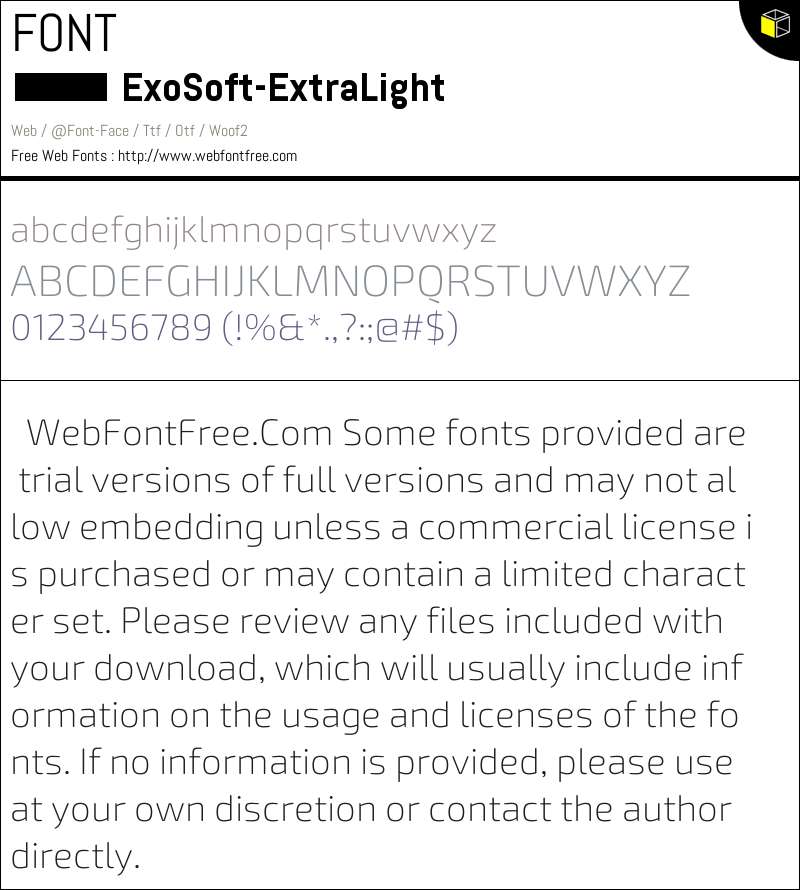 Exo Soft Extra Light Regular Fonts Downloads - WebFontFree.Com