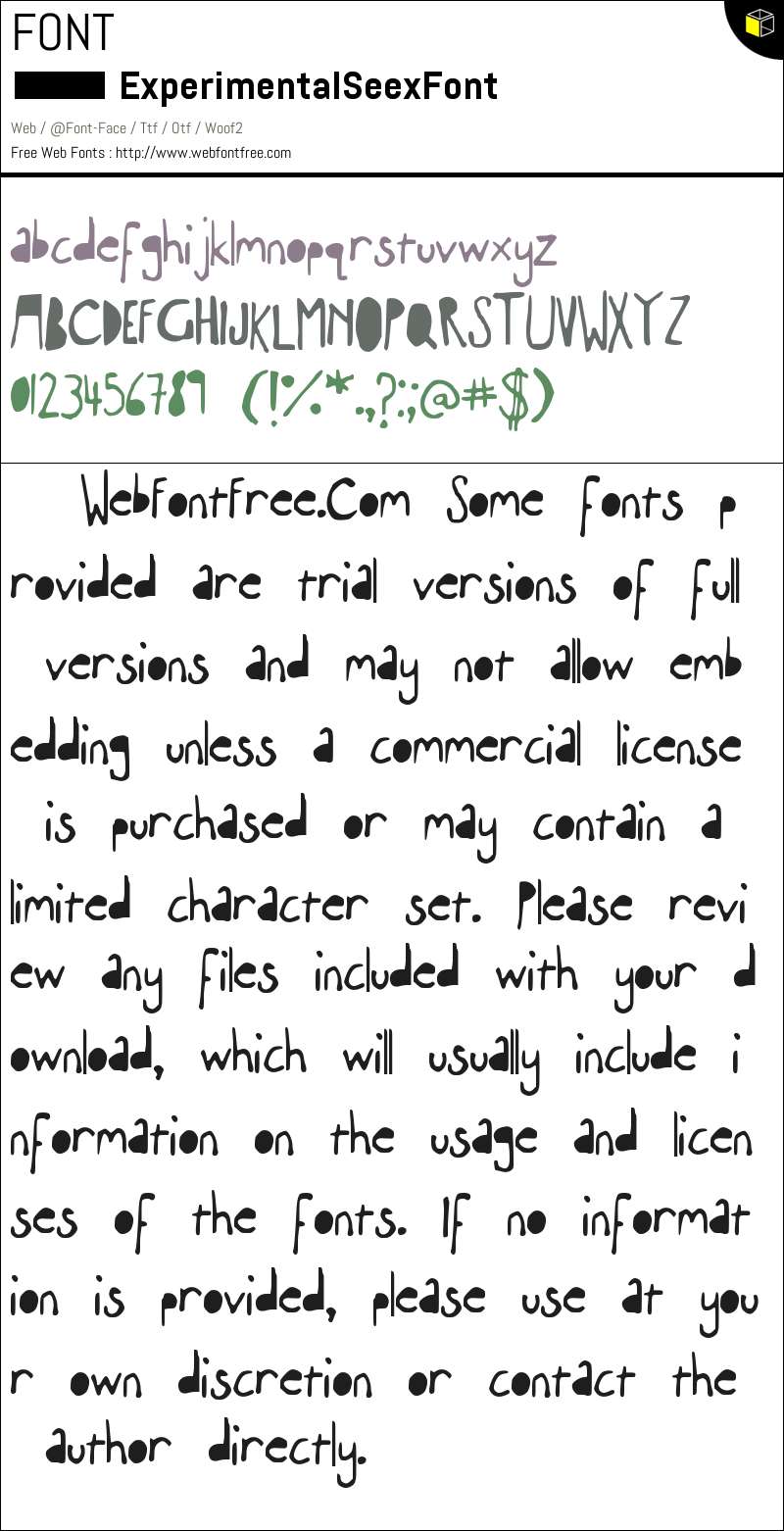ExperimentalSeexFont Fonts Downloads - WebFontFree.Com