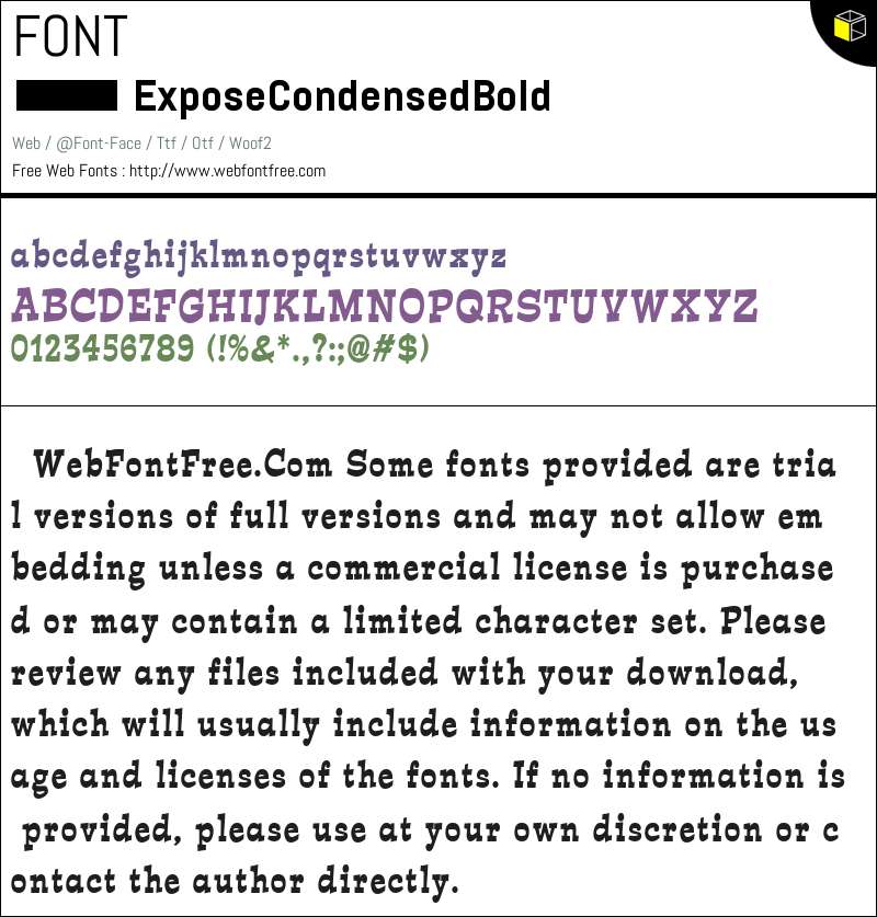 Expose Condensed Bold Fonts Downloads - WebFontFree.Com